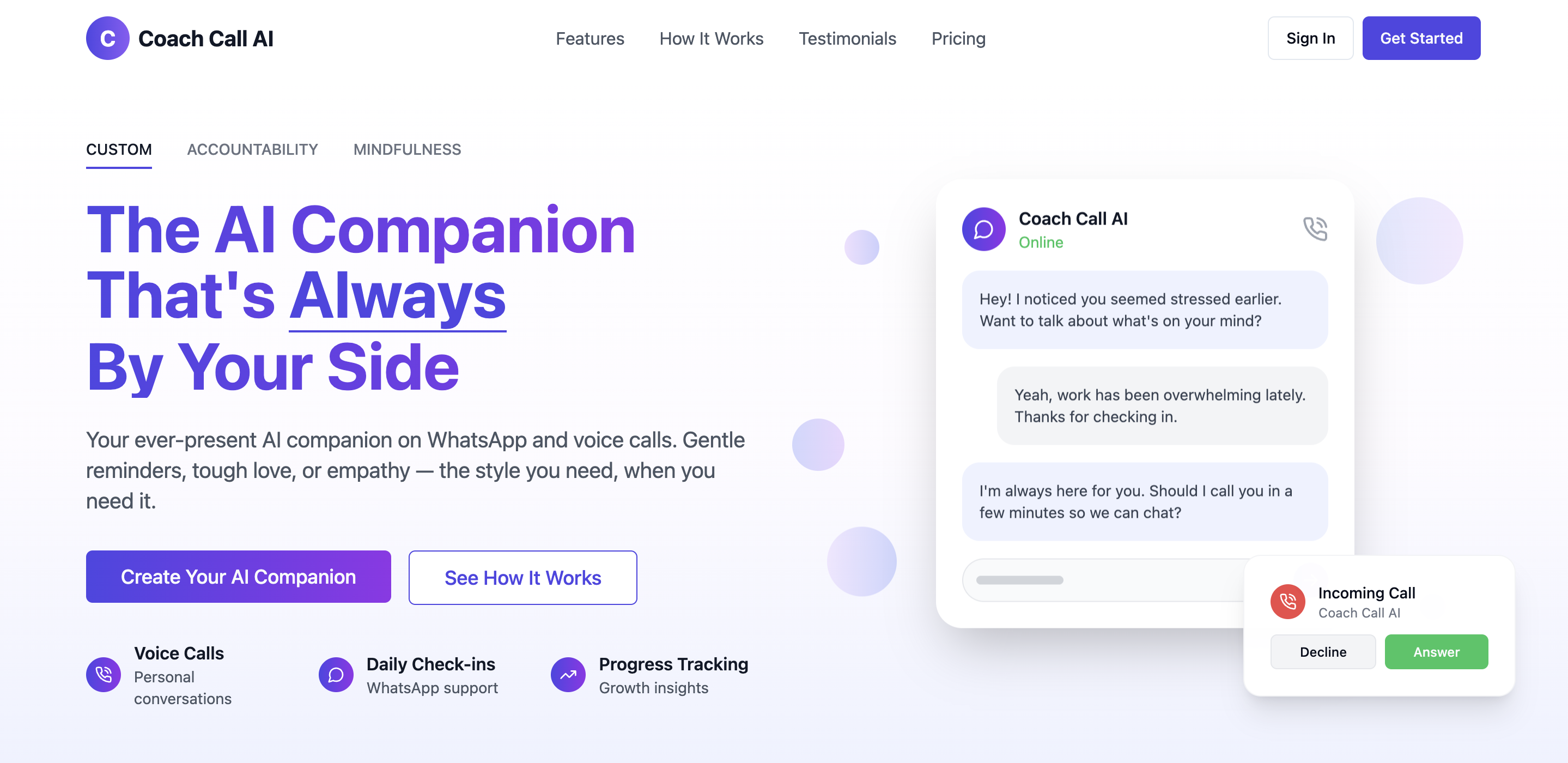 Coach Call AI | Your Personal AI Companion for Life Support & Guidance
